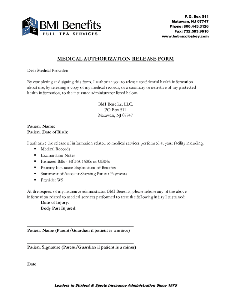 Fillable Online MEDICAL AUTHORIZATION RELEASE FORM Fax Email Print ...