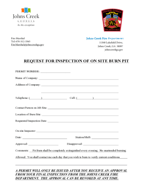 Fillable Online Outdoor Burn Ban Request Fax Email Print - pdfFiller