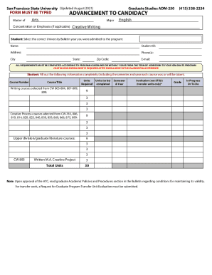 Fillable Online grad sfsu Atc form sfsu Fax Email Print - pdfFiller