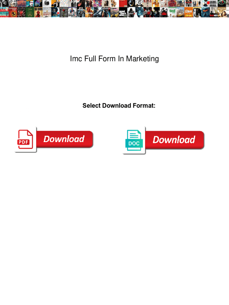 Fillable Online Imc Full Form In Marketing Imc Full Form In Marketing