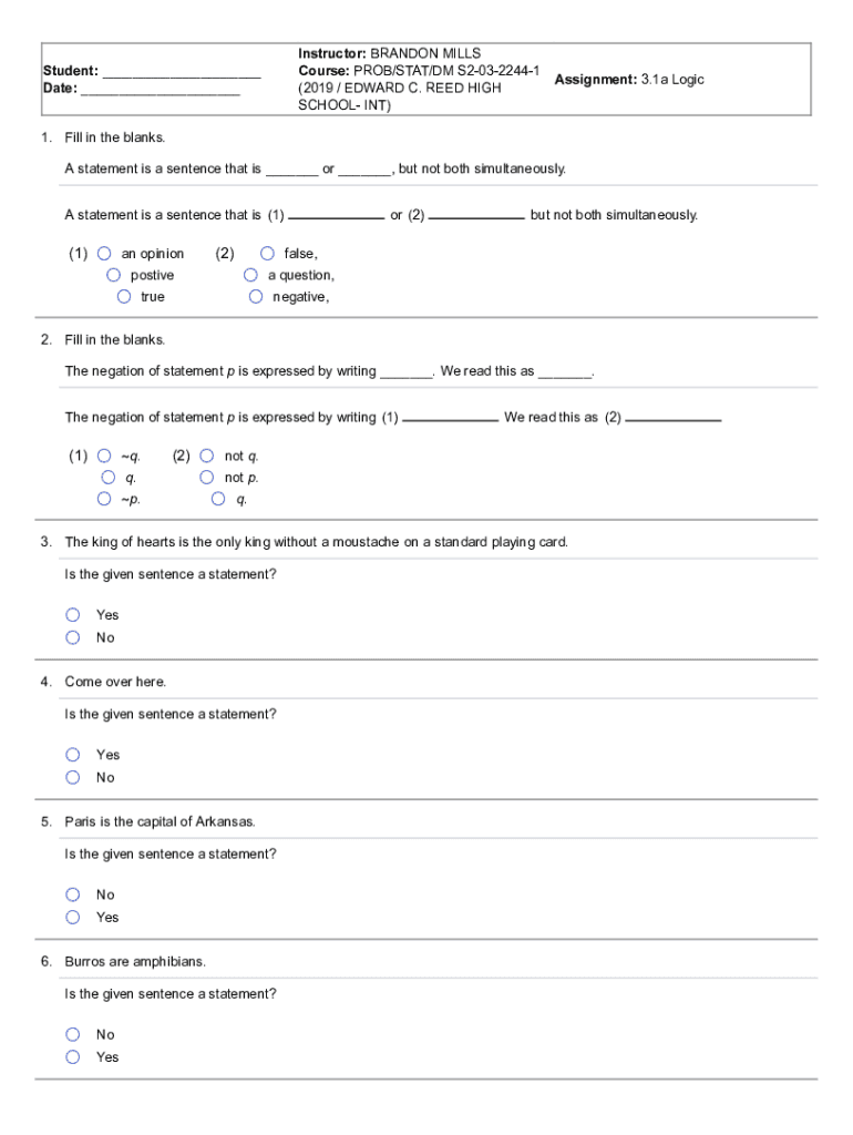 Fillable Online Instructor: BRANDON MILLS Fax Email Print - pdfFiller