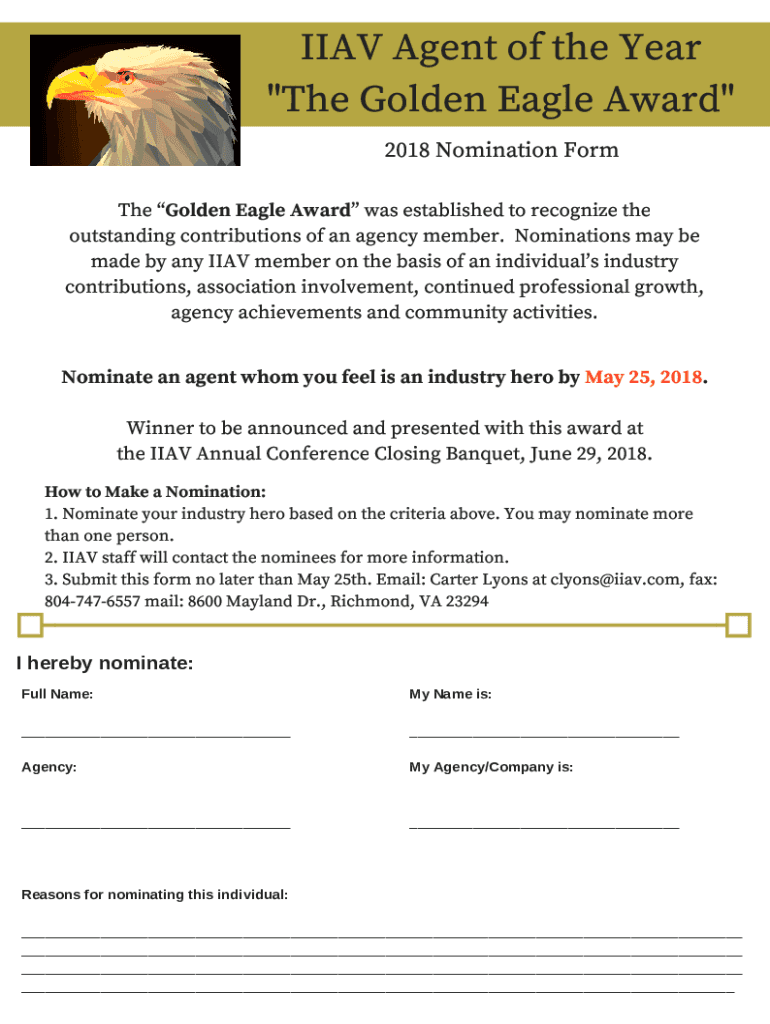 Fillable Online The Golden Eagle Award Fax Email Print - pdfFiller