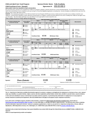 Fillable Online CACFP Enrollment Form - Valid.docx Fax Email Print ...