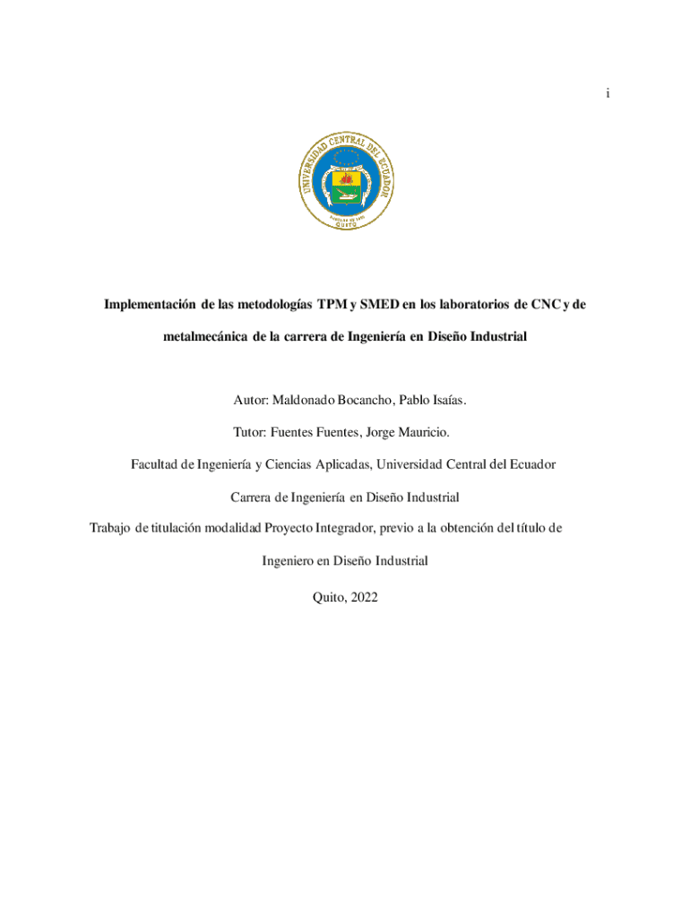 Completable En línea Implementacin de las metodologas TPM y SMED en los ... Fax Email Imprimir ...