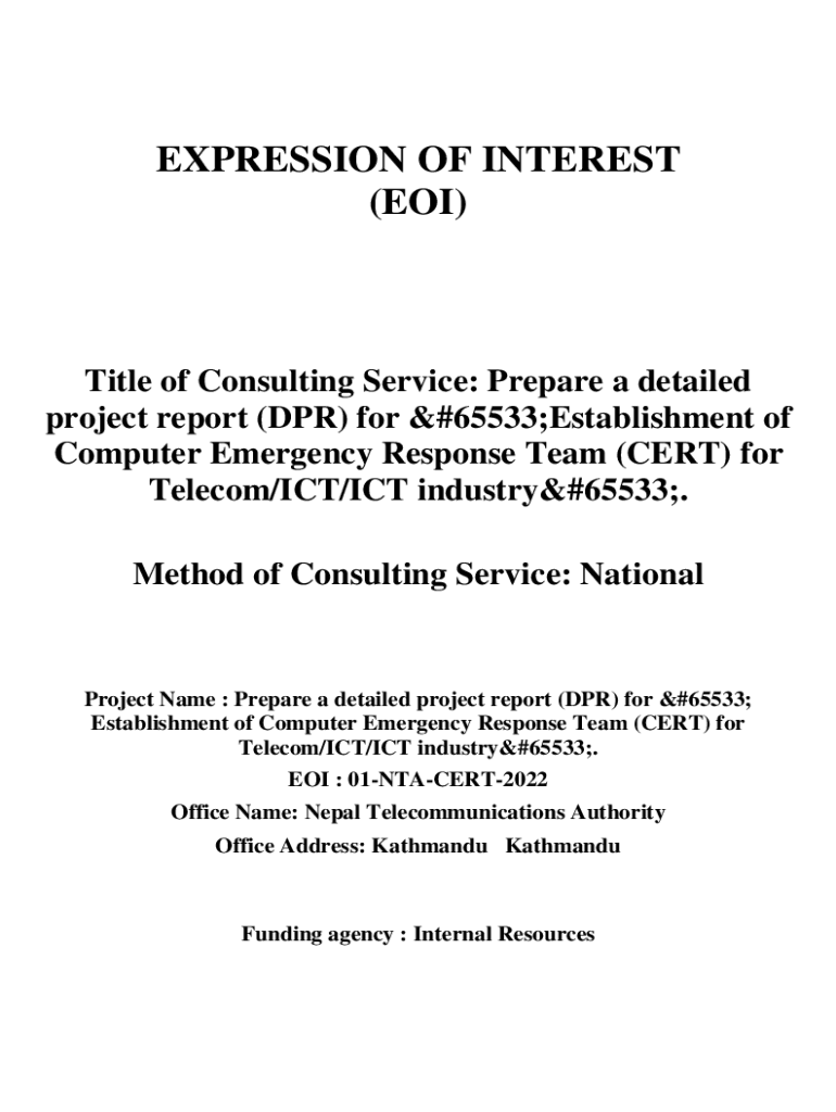 Fillable Online of 35 Request for 'Expression of Interest' EOI (Consulting ... Fax Email Print ...