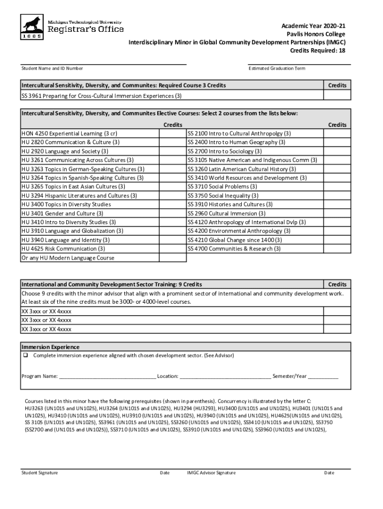 Fillable Online interdisciplinary-minor-in-global-community-development- ... Fax Email Print ...