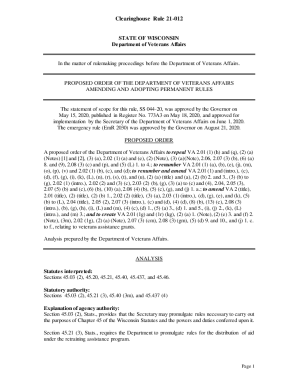 Fillable Online docs legis wisconsin Clearinghouse Rule 21-012 ...