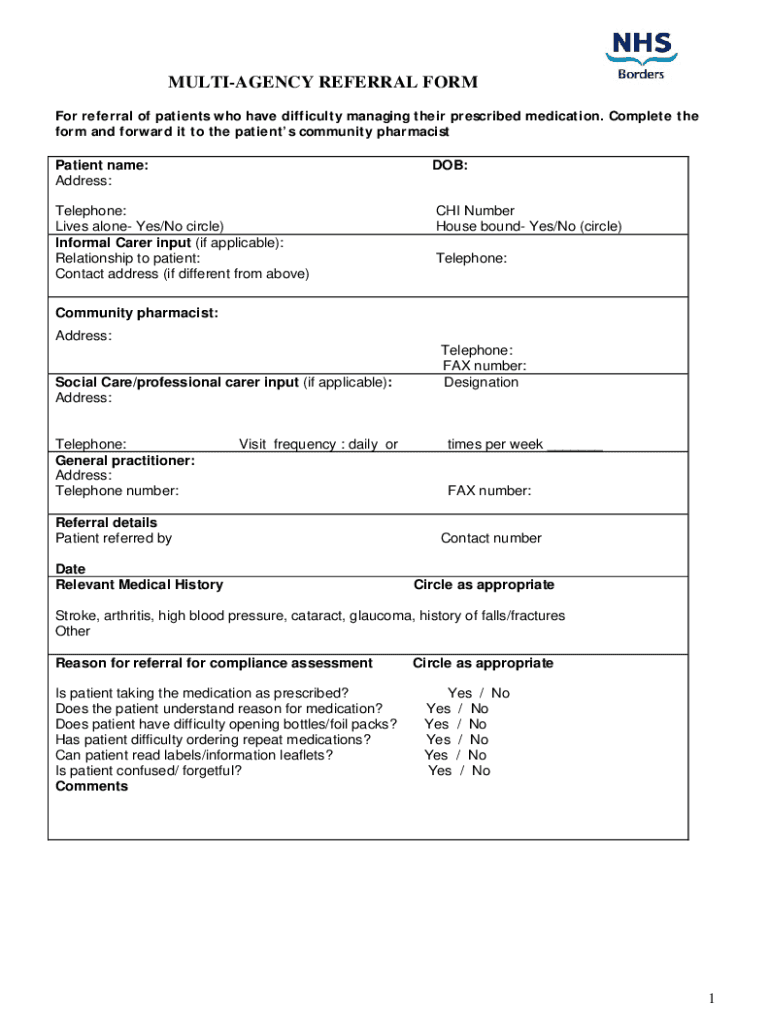 Fillable Online MULTI-AGENCY REFERRAL FORM Fax Email Print - pdfFiller