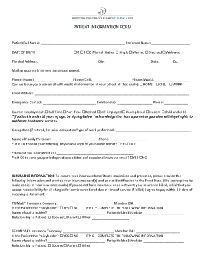 Fillable Online New Patient Application.pages Fax Email Print - pdfFiller