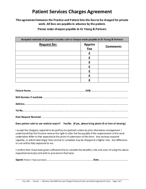 Fillable Online Patient Services Charges Agreement Fax Email Print ...