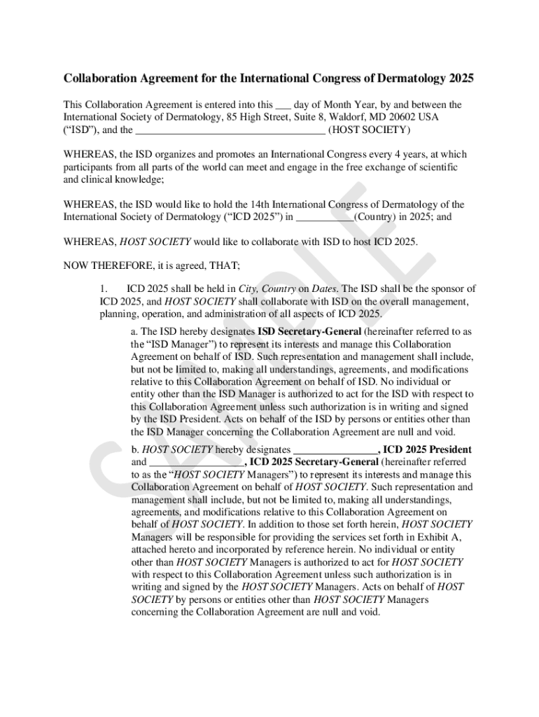 Fillable Online Collaboration Agreement for the International Congress of ... Fax Email Print ...