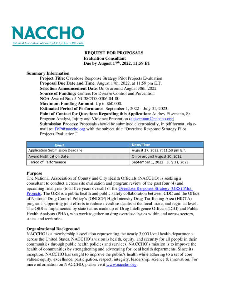 Fillable Online Request for Applications Overdose Response Strategy ...