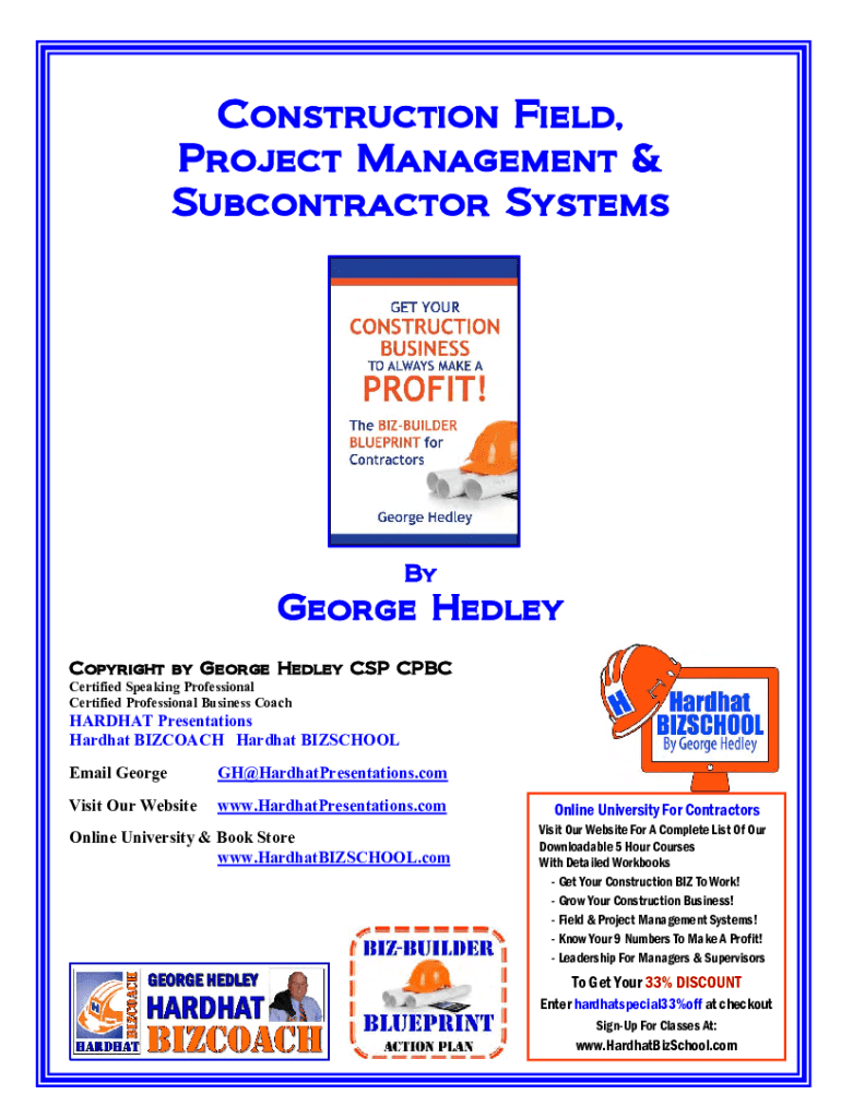 Fillable Online HHP - Free Book - Field Project Mgmt Subcontractor ...