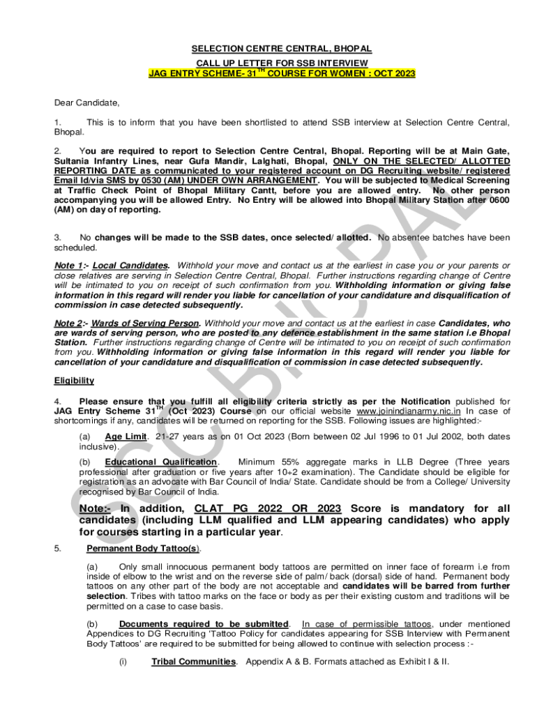 Fillable Online JOIN INDIAN ARMY JAG ENTRY SCHEME 31ST COURSE ... Fax ...