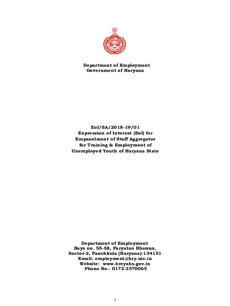Fillable Online Department of Employment Government of Haryana EoI/SA ... Fax Email Print ...
