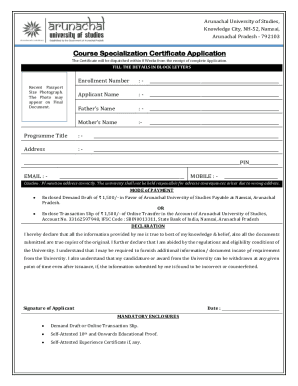 Fillable Online Course Specialization Certificate Application Fax Email ...