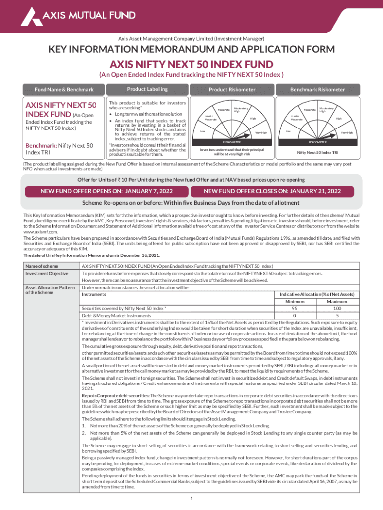 Fillable Online 20211213003-AXIS NIFTY NEXT 50 INDEX FUND-KIM and FORM- Fax Email Print - pdfFiller