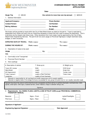 Fillable Online OVERSIZE/WEIGHT TRUCK PERMIT APPLICATION Fax Email ...