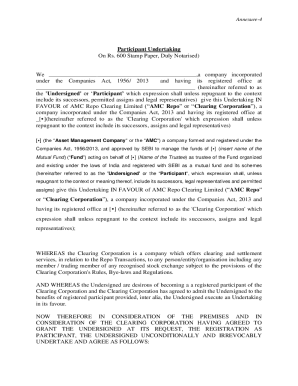 Fillable Online Participant Undertaking On Rs. 600 Stamp Paper, Duly ...
