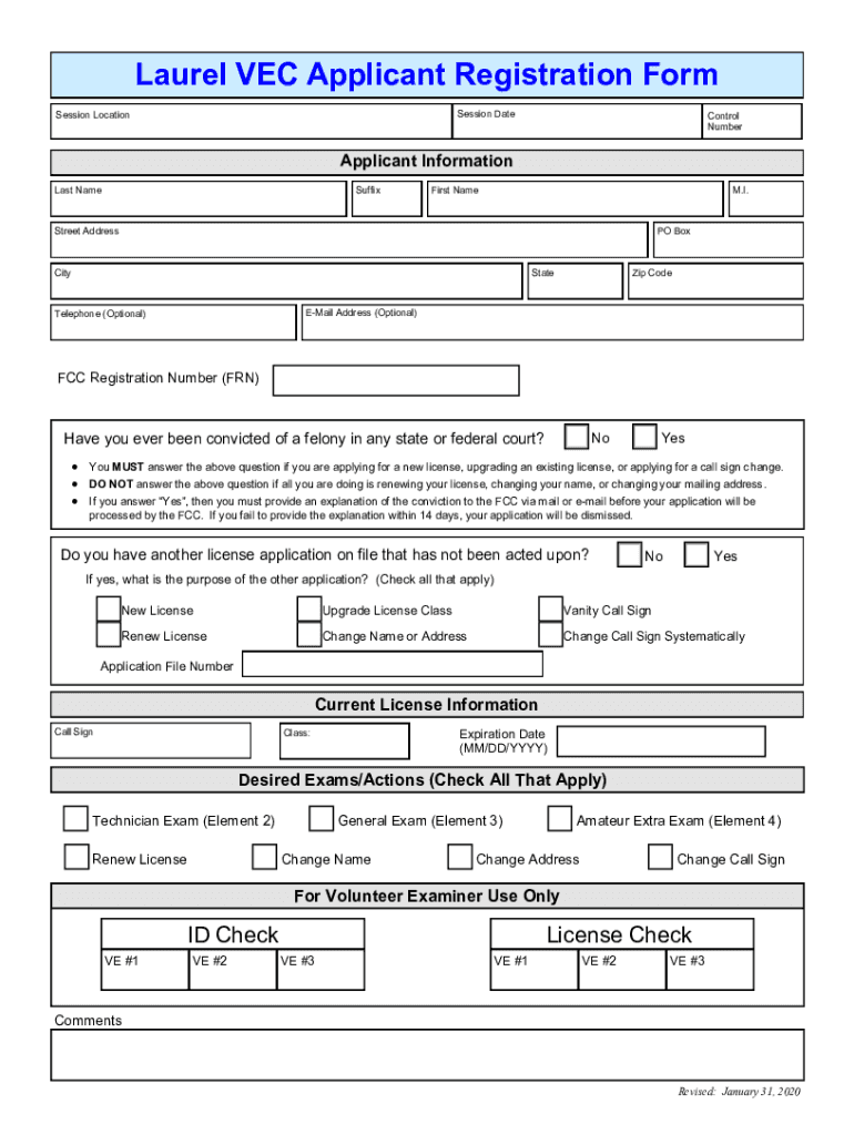 Fillable Online Laurel VEC Applicant Registration Form Fax Email Print ...