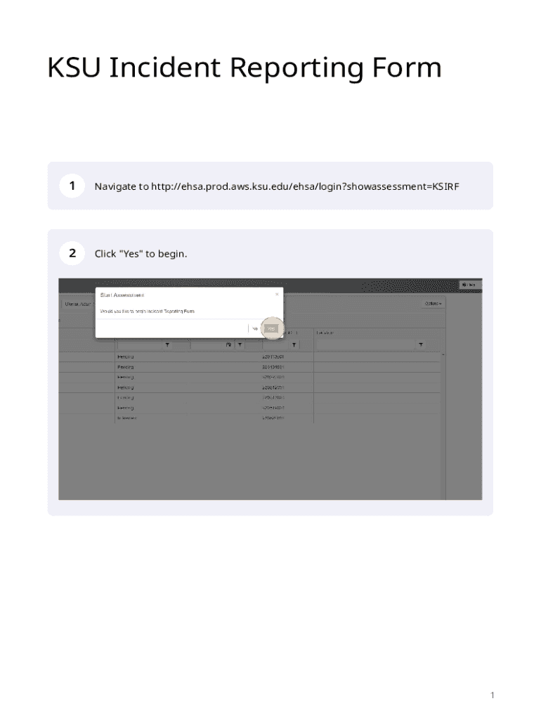 Fillable Online KSU Incident Reporting Form. (unspecified) Fax Email ...