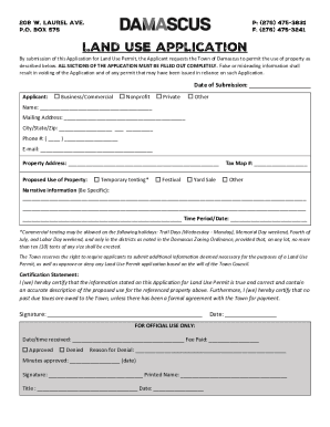 Fillable Online By submission of this Application for Land Use Permit ...