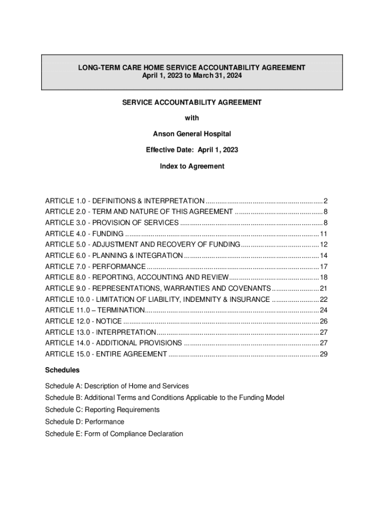 Fillable Online Hospital Service Accountability Agreement April 1, 2023 ...