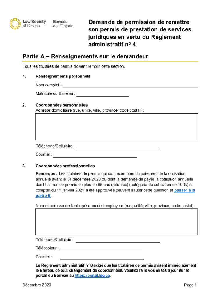 Remplissable En Ligne Demande de permission de remettre son permis de prestation de services ...