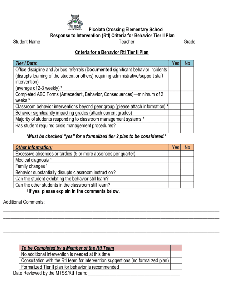 Fillable Online The Teacher's Response to Intervention (RTI) Guide ...