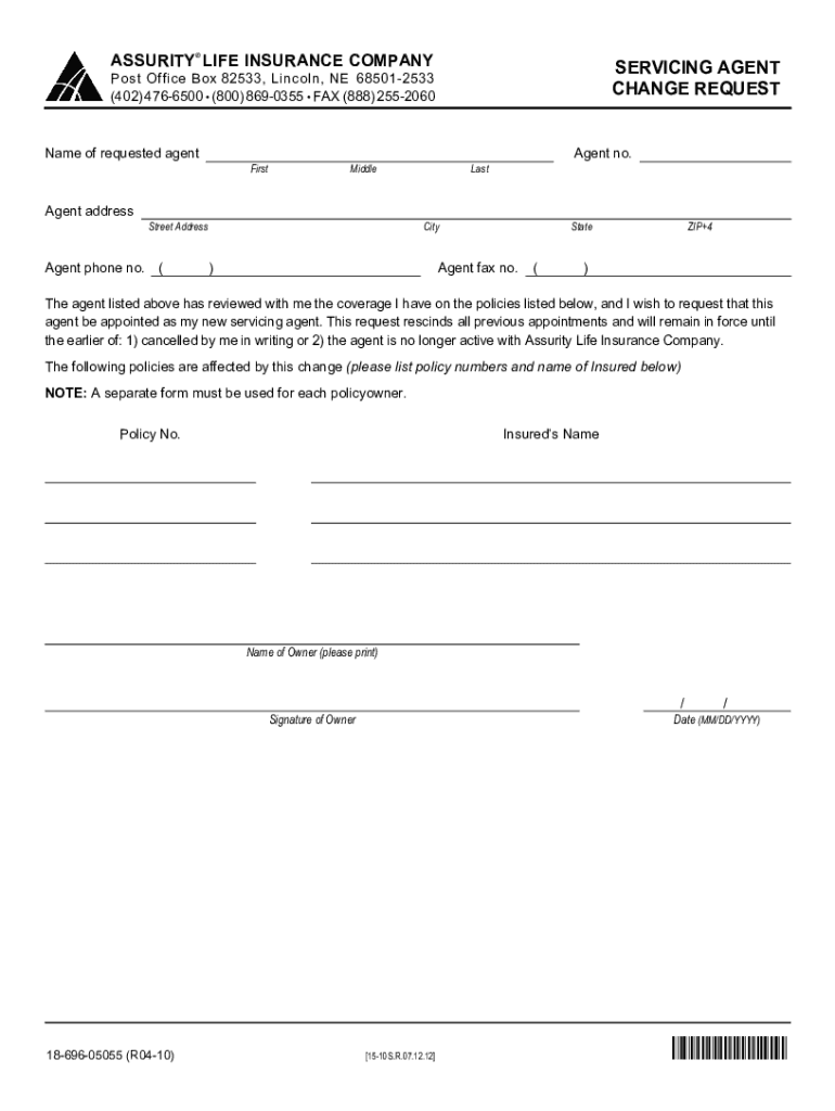 Fillable Online SERVICING AGENT CHANGE REQUEST - Lakeview Financial Fax ...