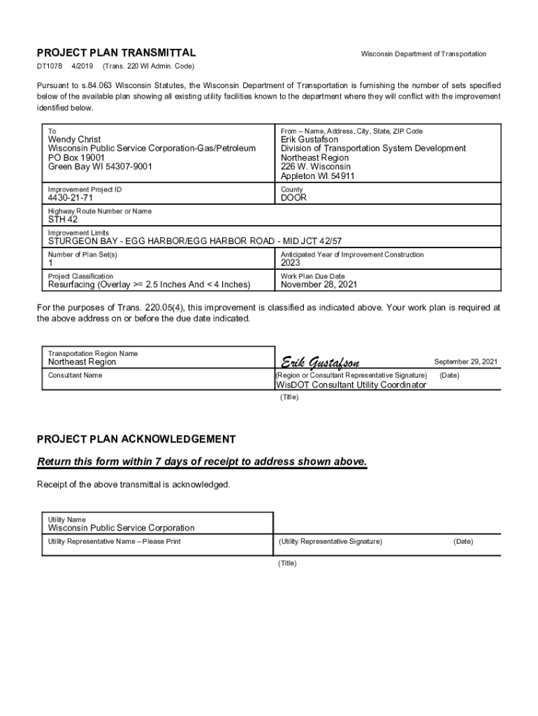 Fillable Online trust dot state wi ftp/dtsd/ne-region/Utility Coordination/44302171/WPS Fax ...