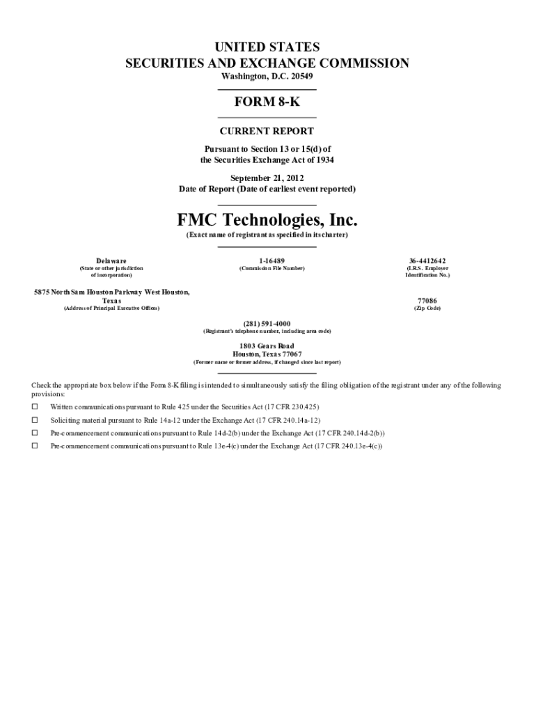 Fillable Online FMC Technologies, Inc. Fax Email Print - pdfFiller