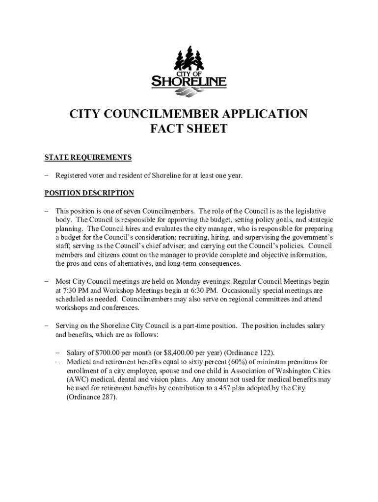 Fillable Online city councilmember application fact sheet Fax Email ...