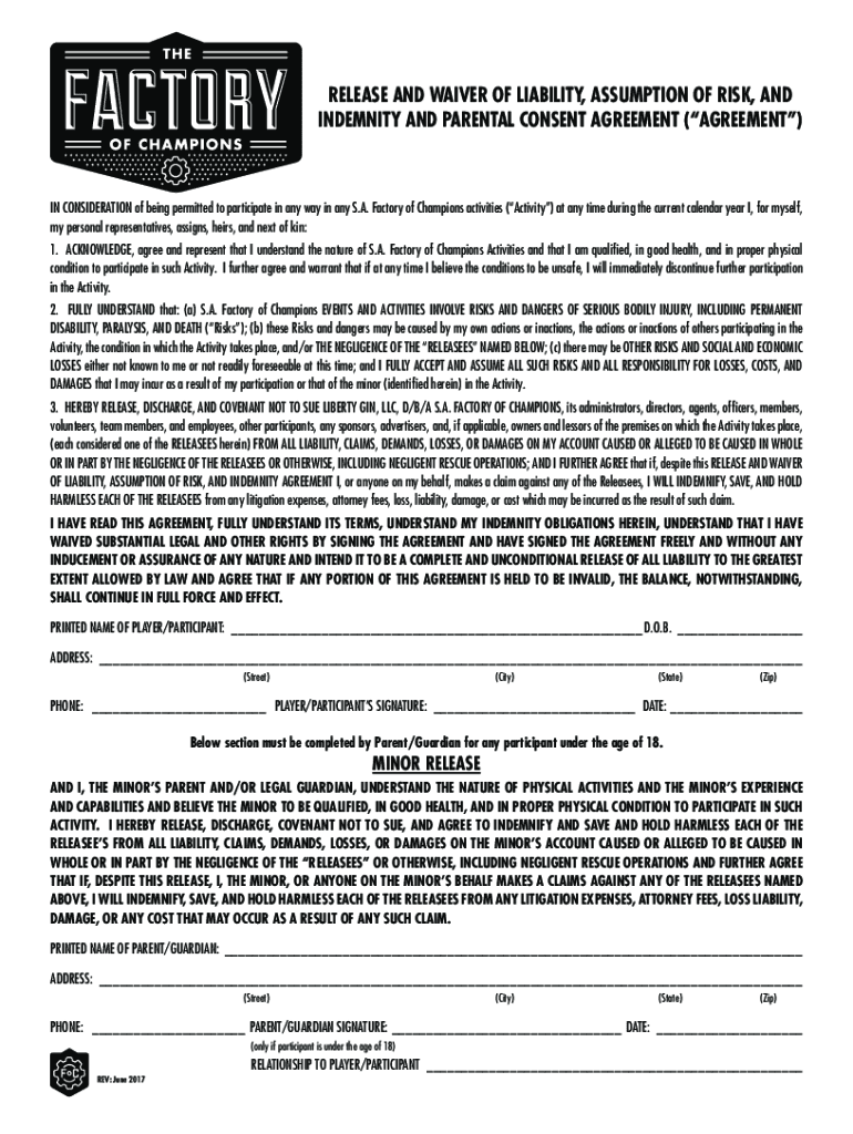 Fillable Online Parental Consent and Waiver of Liability Sample Clauses Fax Email Print - pdfFiller
