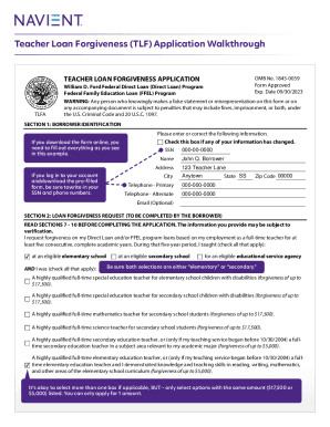 Fillable Online Revision of the Teacher Loan Forgiveness Application ...