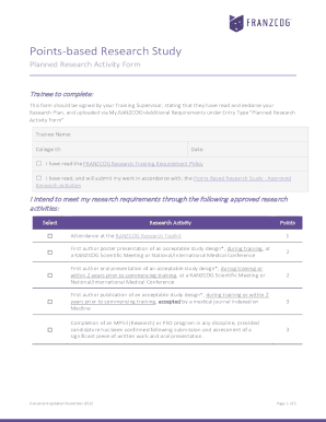 Fillable Online ranzcog edu Points-based Research Study Planned ...