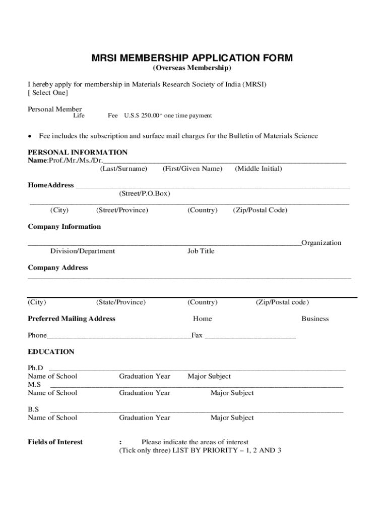 Fillable Online OVERSEAS MEM-FORM Fax Email Print - pdfFiller