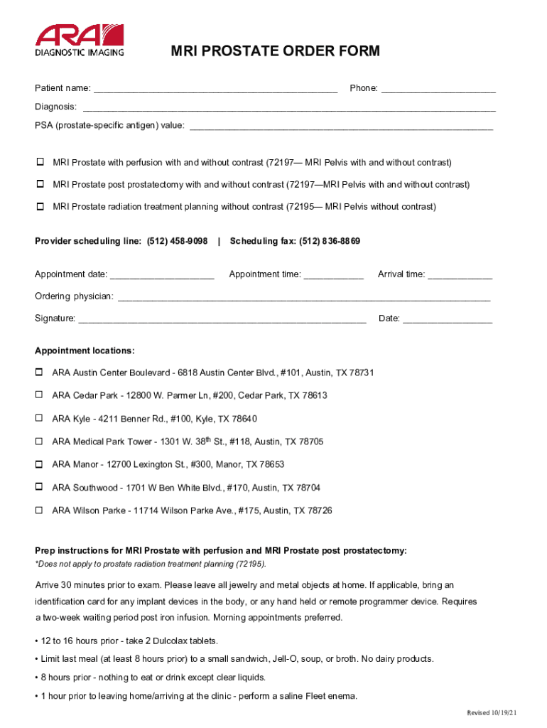 Fillable Online Prostate MRI Requisition Supplementary Form Fax Email ...