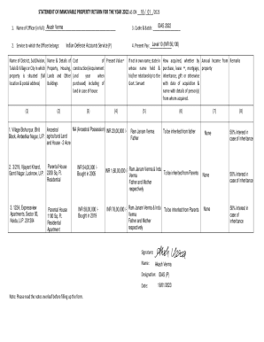 Fillable Online statement of immovable property return for the year ...