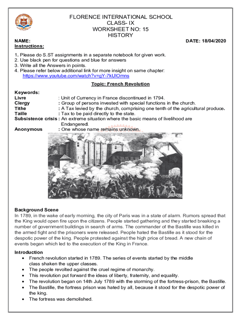 Fillable Online IX WORKSHEET NO: 15 HISTORY Fax Email Print - pdfFiller