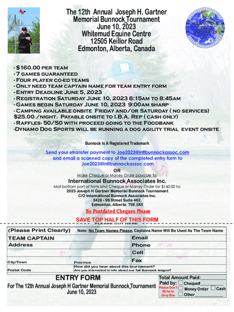 Fillable Online International Indoor Bunnock Championships held in ...