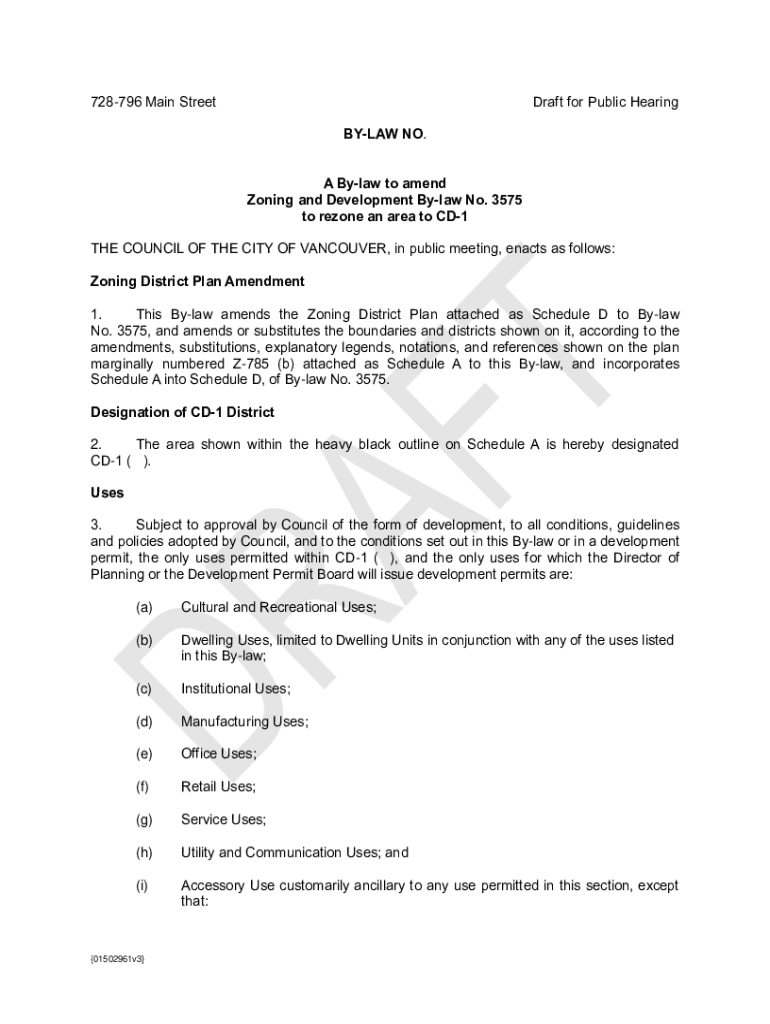 Fillable Online A By-law to amend Zoning and Development By-law No.3575 to ... Fax Email Print ...