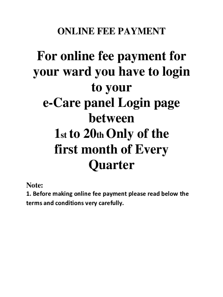 Fillable Online For online fee payment for your ward you have to login ...