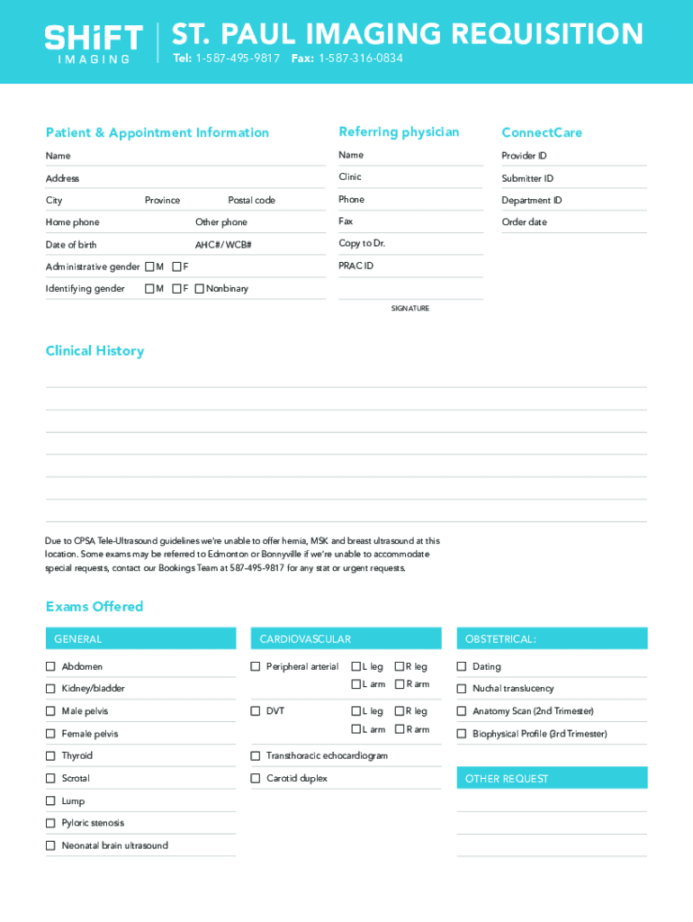 Fillable Online ST. PAUL IMAGING REQUISITION Fax Email Print - pdfFiller