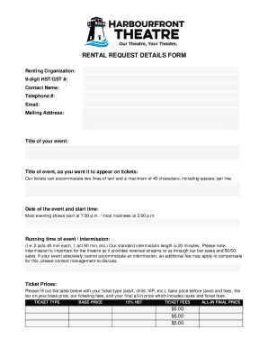 Fillable Online RENTAL REQUEST DETAILS FORM Renting Organization Fax ...
