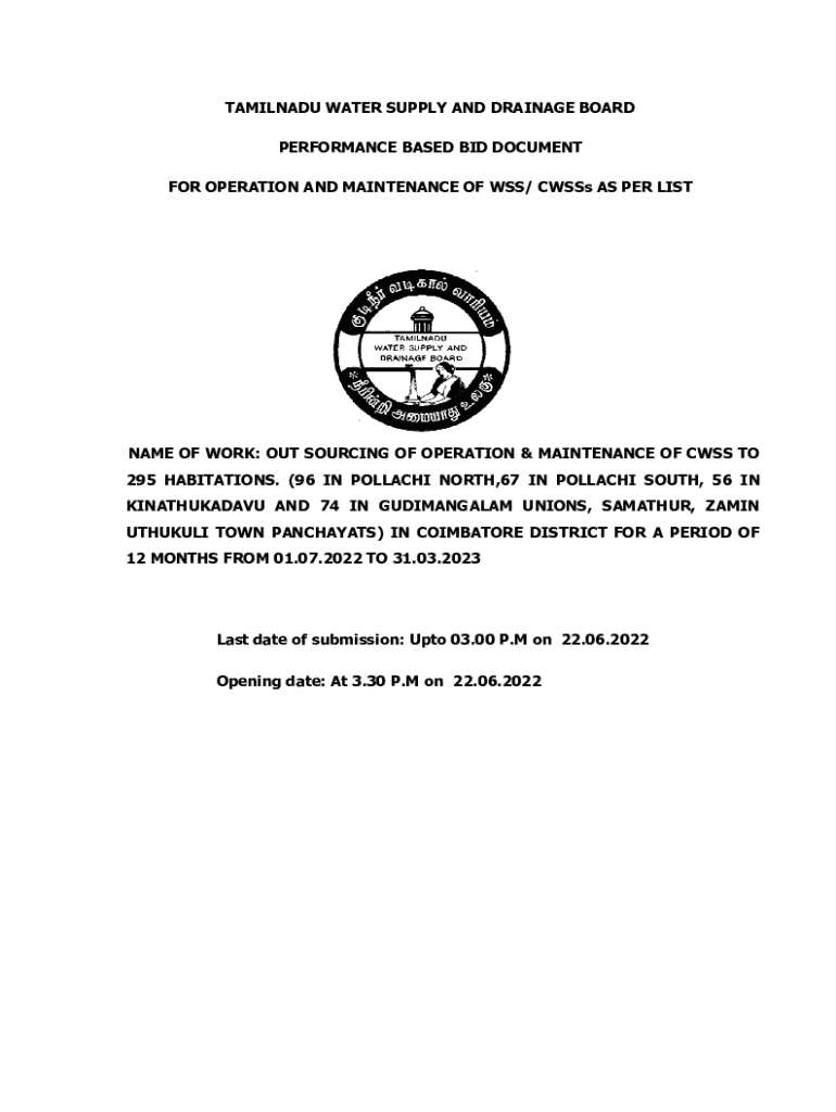 Fillable Online Tenders of Tamil Nadu Water Supply And Drainage Board Fax Email Print - pdfFiller
