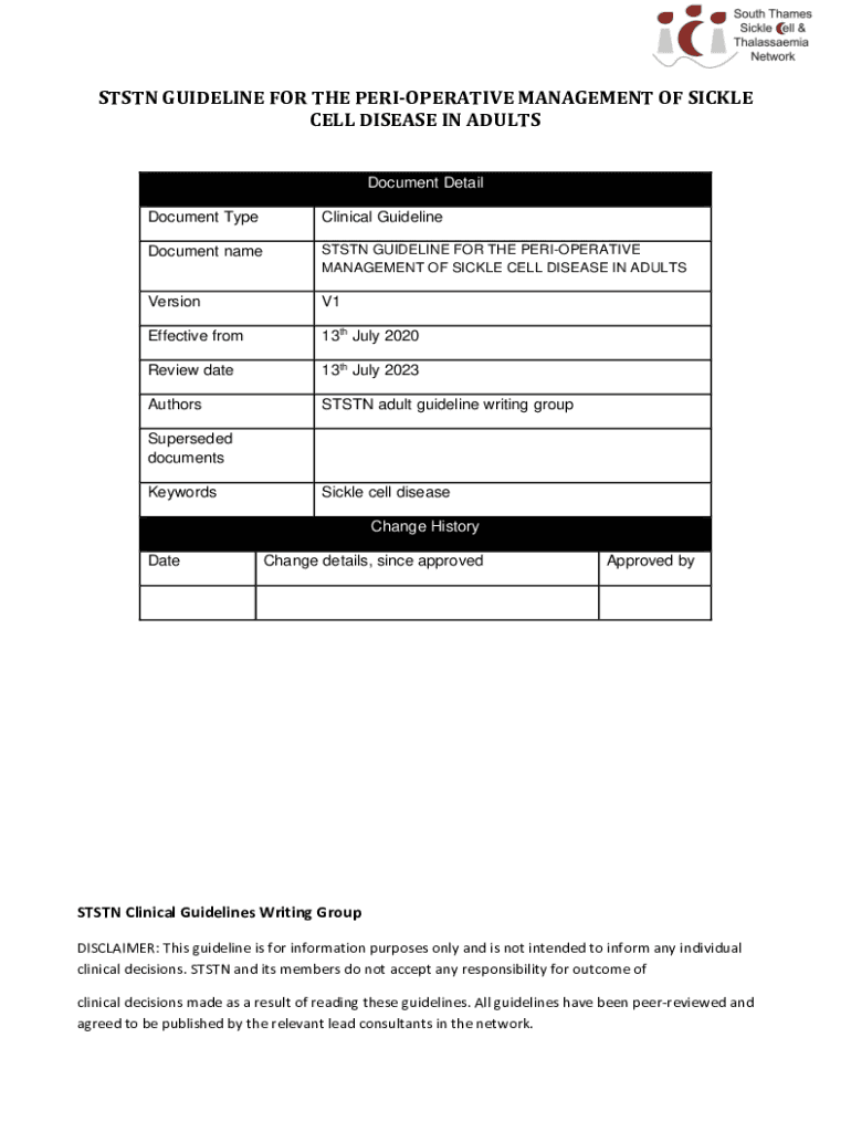 Fillable Online ASH Clinical Practice Guidelines on Sickle Cell Disease Fax Email Print - pdfFiller