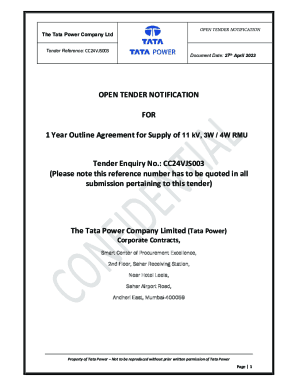 Fillable Online OPEN TENDER NOTIFICATION FOR Out Line Agreement ... Fax ...