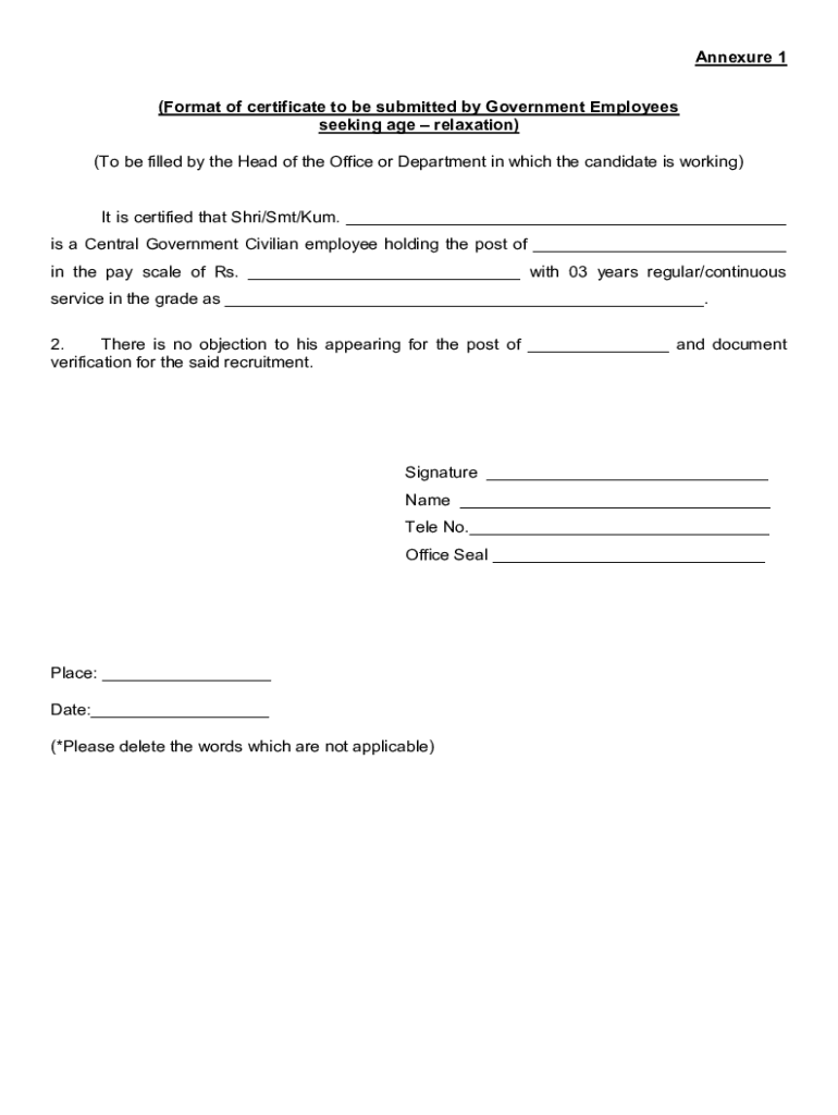 Fillable Online (Format of certificate to be submitted by Government ...