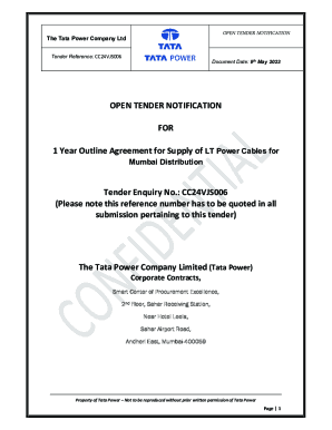 Fillable Online OPEN TENDER NOTIFICATION FOR 1 Year Outline ... Fax ...